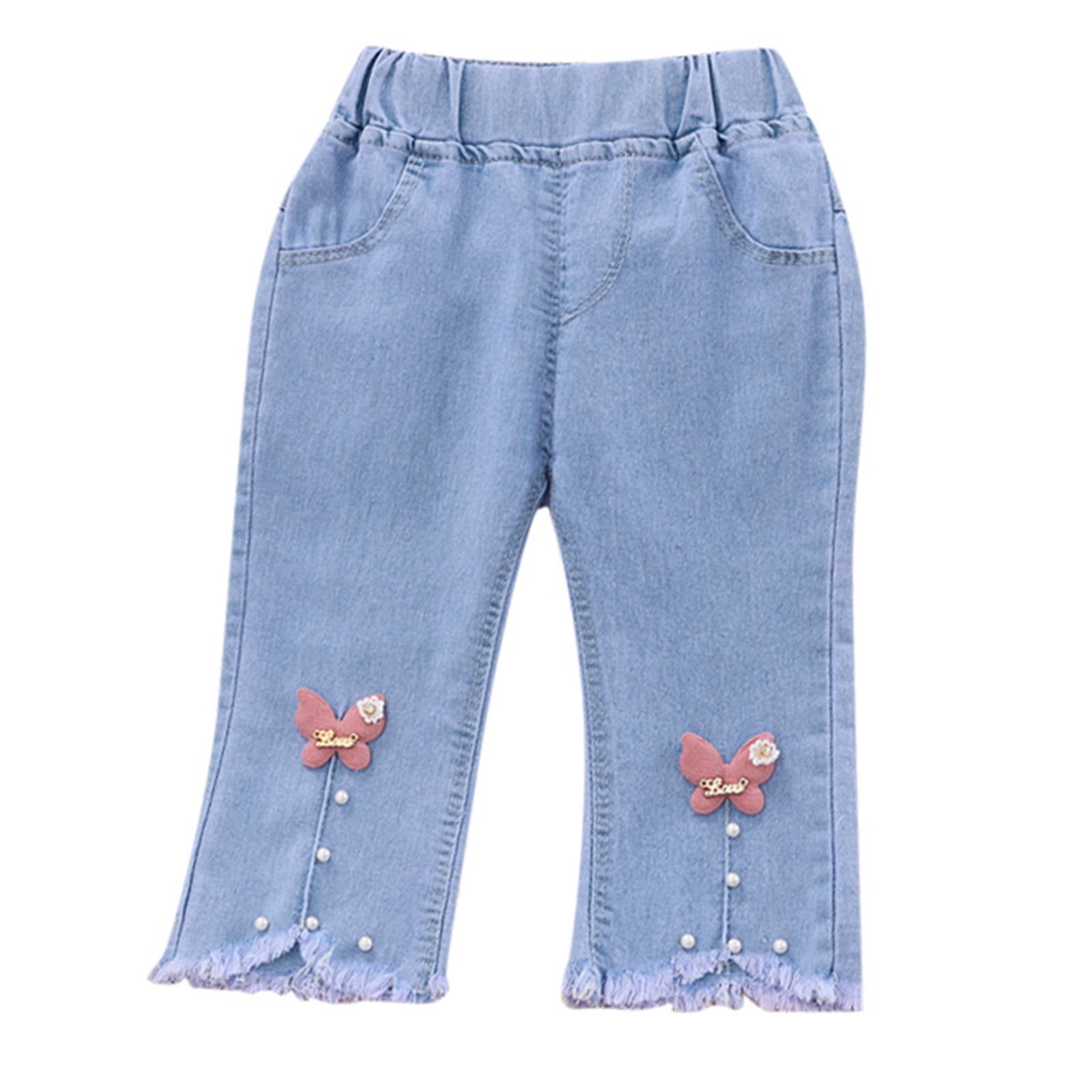 DGQPLPD Girls Ripped Jeans Girls Pants Baby Girls Capri Denim Pants ...