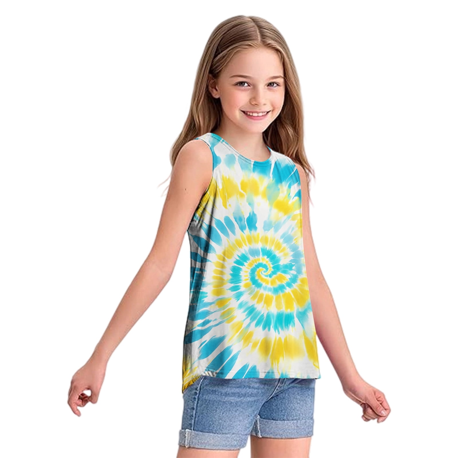 DGQPLPD Girls Short Sleeve Tops Girls Round Neck Casual Blouse Top Tee ...