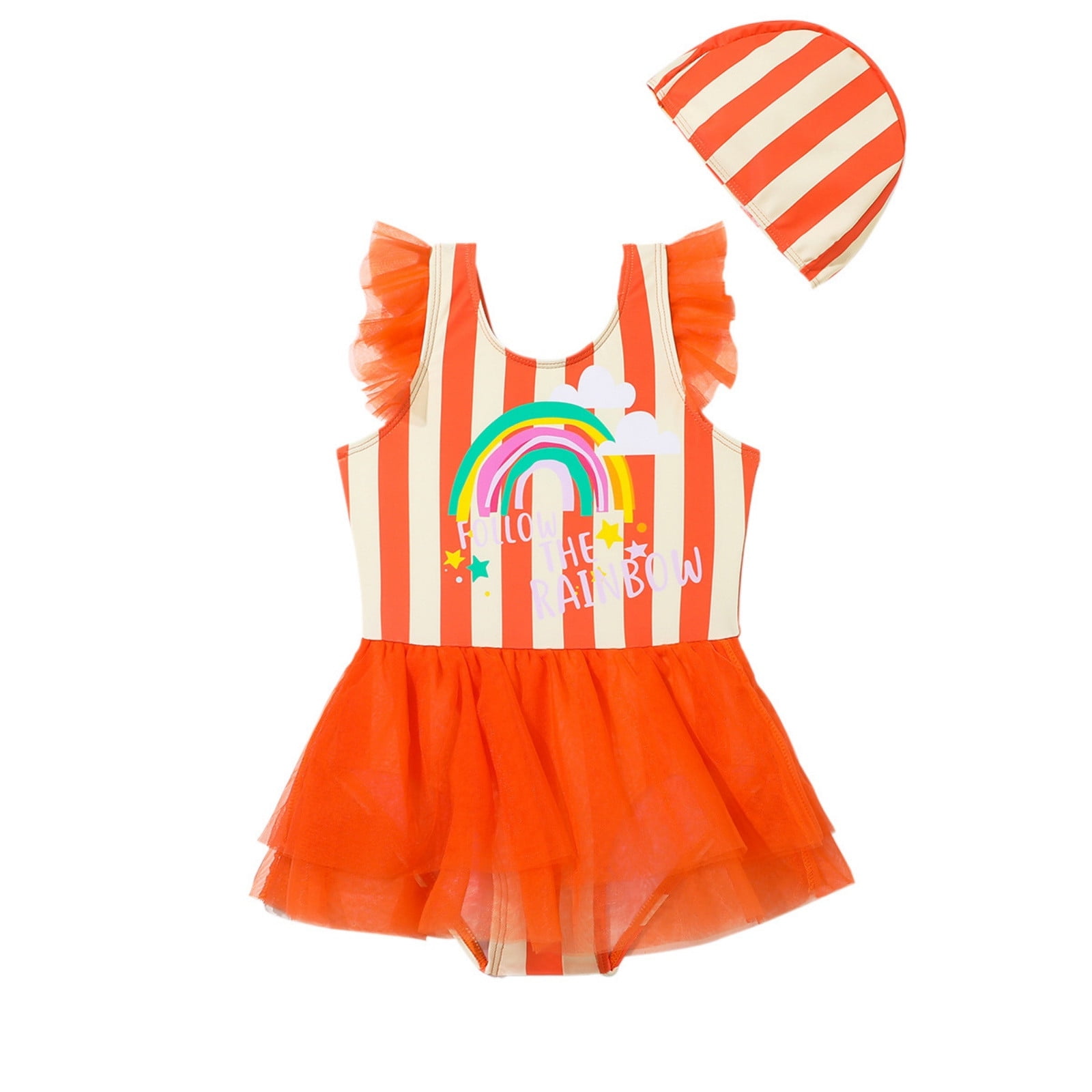 DGQPLPD Girls Swimwear for Toddlers and Kids Girls Ruched Sun Hat ...