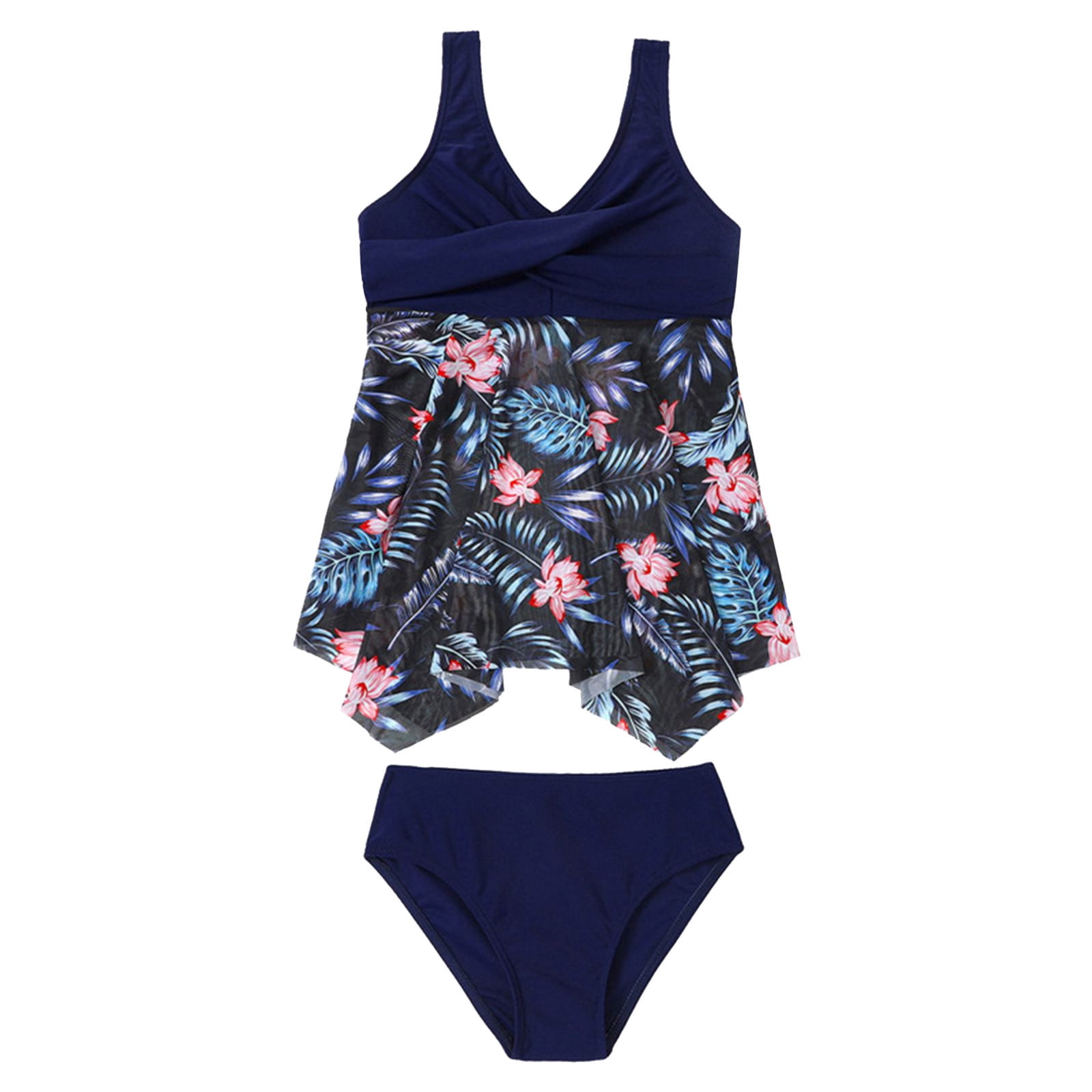 DGQPLPD Girls Tankini Swimsuit High Elastic Nylon Swimwear Separates ...