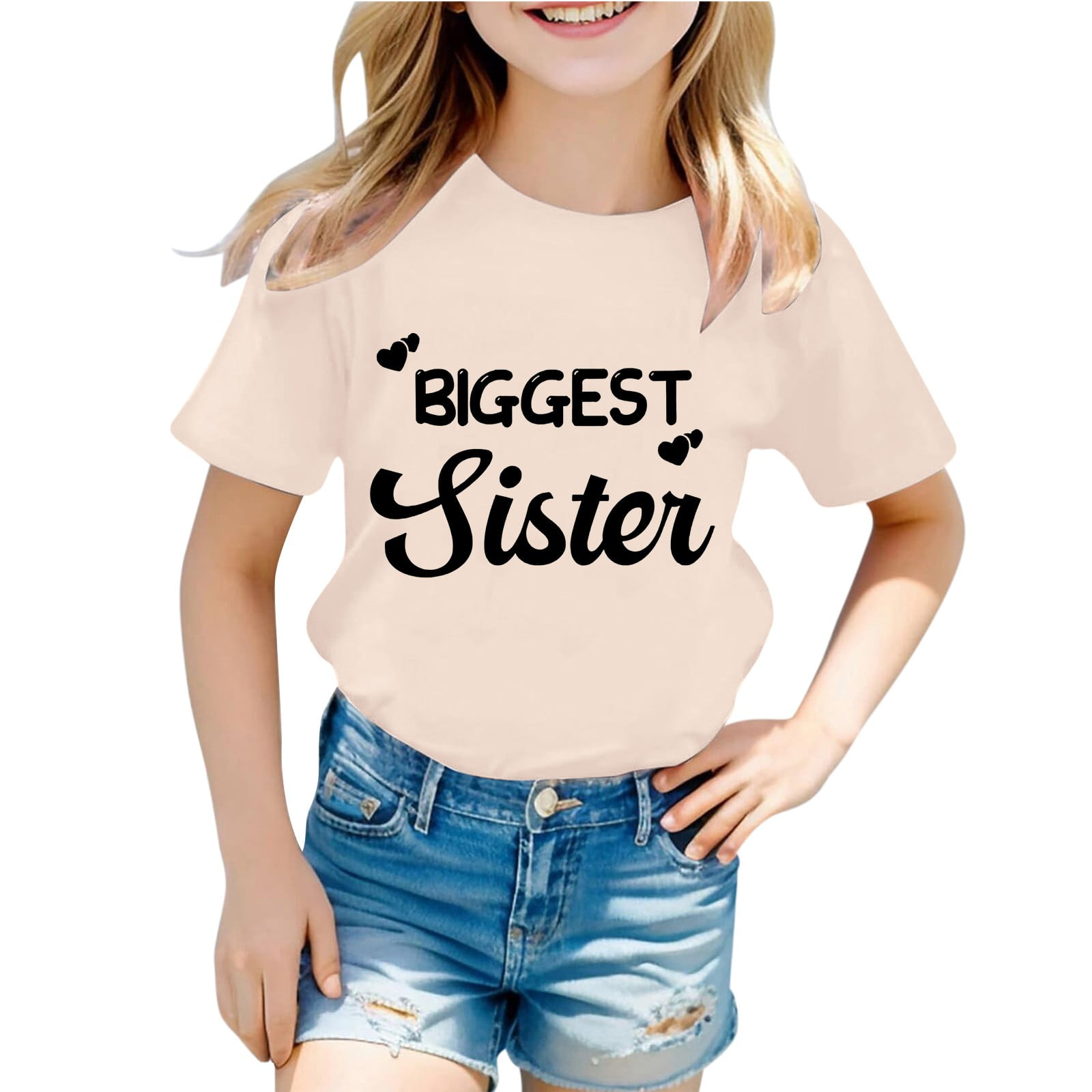 DGQPLPD Girls Winter Tops Fashion Casual Letter Print Round Neck Short ...