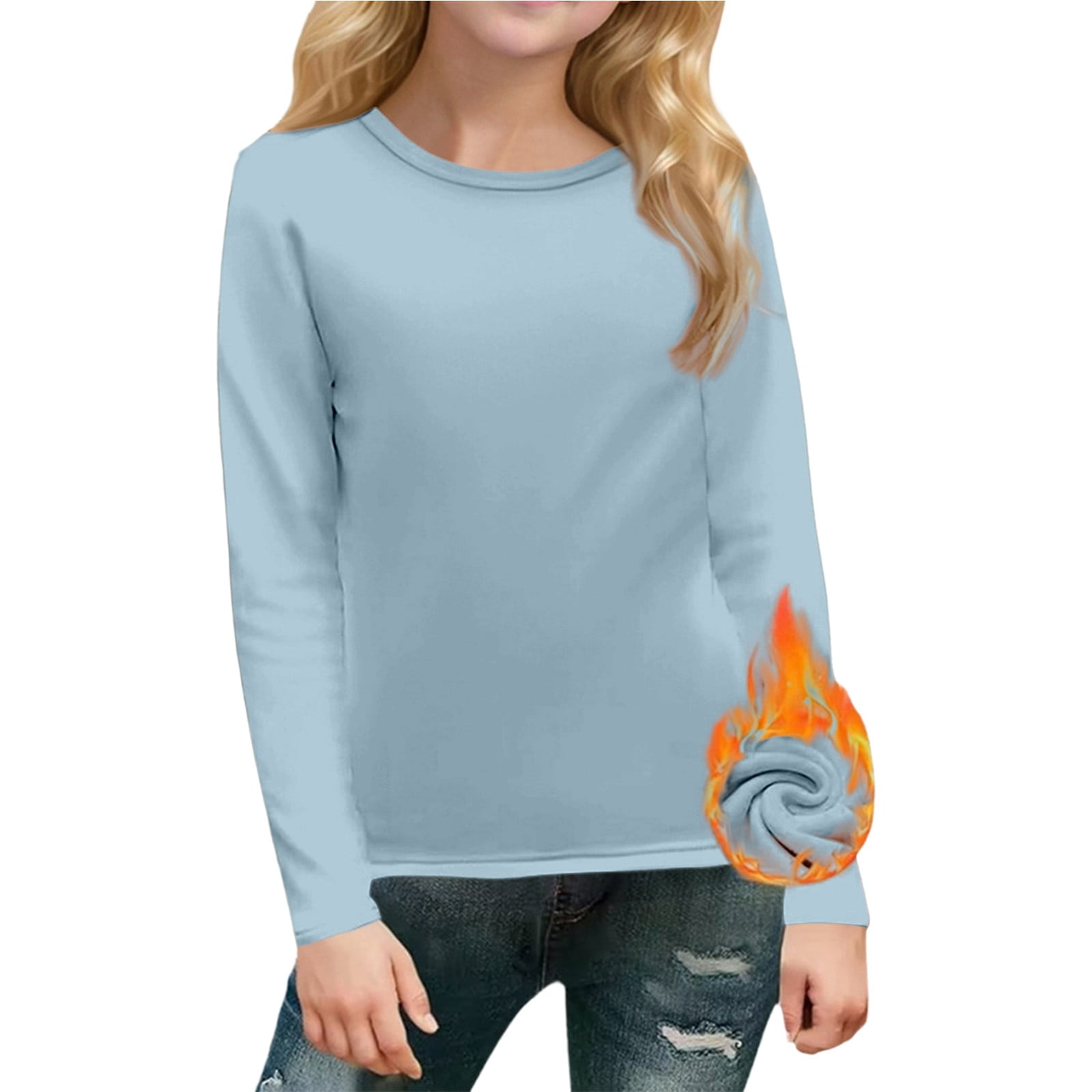 DGQPLPD Girls Winter Tops Girls Long Sleeve Casual Shirt Soft Lined ...
