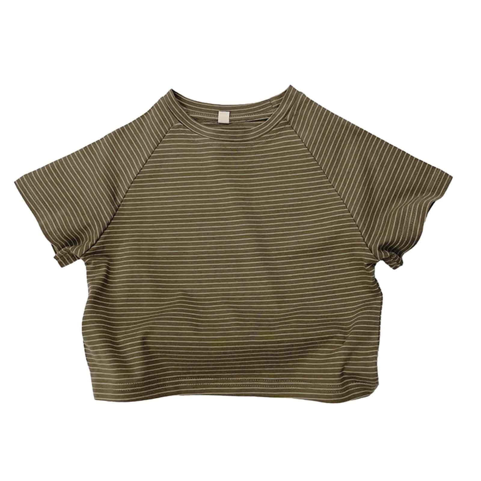 DGQPLPD Girls Winter Tops Girls Striped Short Sleeve Tee Casual ...