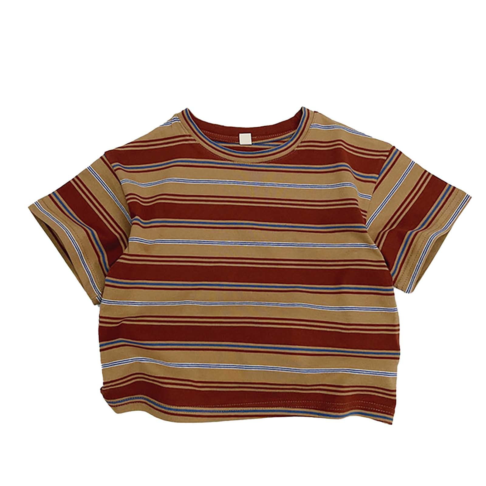 DGQPLPD Girls Winter Tops Unisex Striped Casual Tee for Kids ...