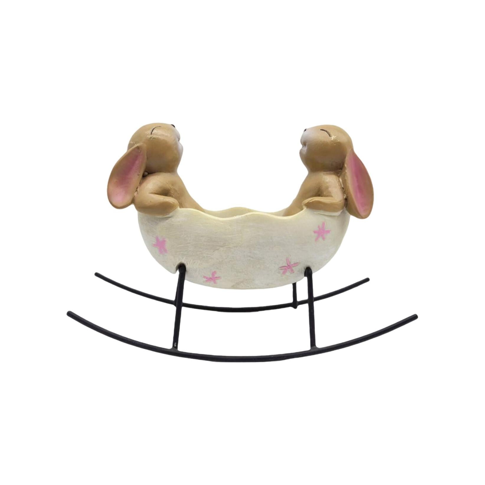 DGQPLPD Laughing Bunny Rabbits Rocking in an Easter Egg Cradle Spring ...