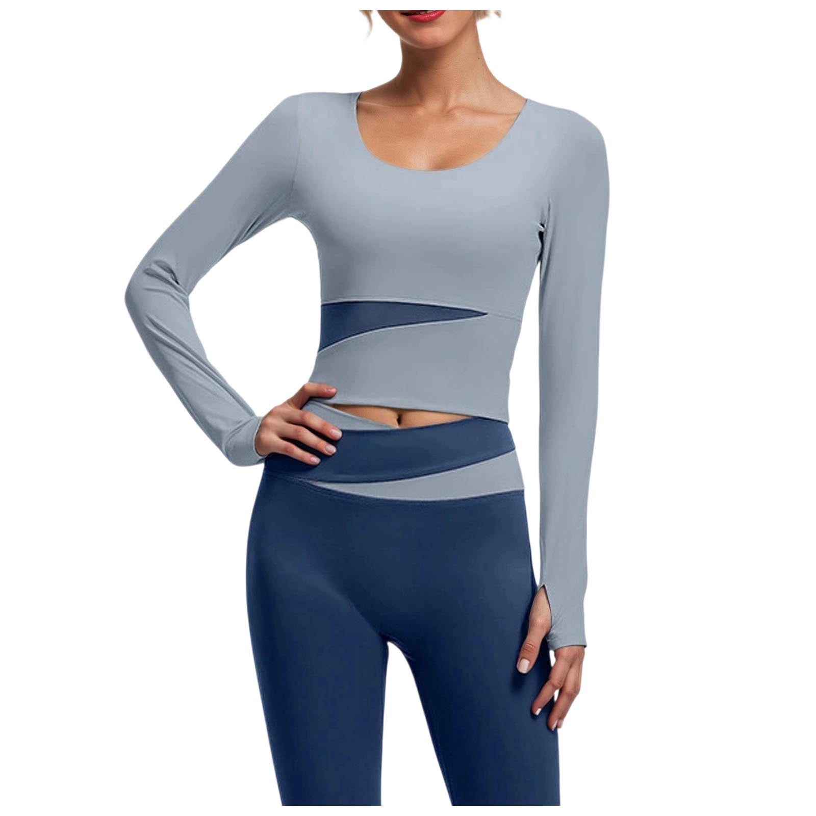 DGQPLPD Matching Yoga Set Women’s Two Tone Seamless Yoga Set Long ...