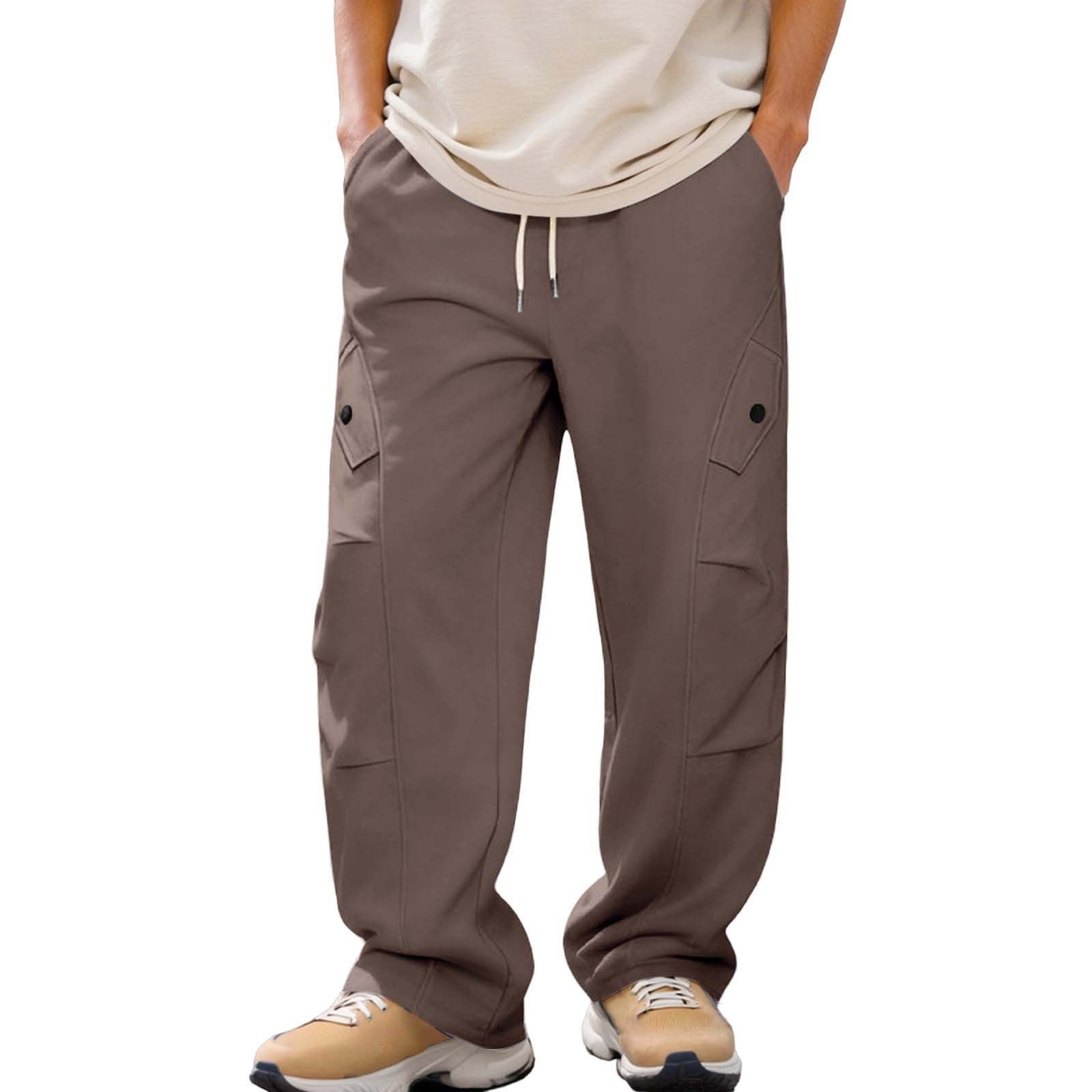 DGQPLPD Men Casual Twill Jogger Pants for Everyday Comfort with Wide ...