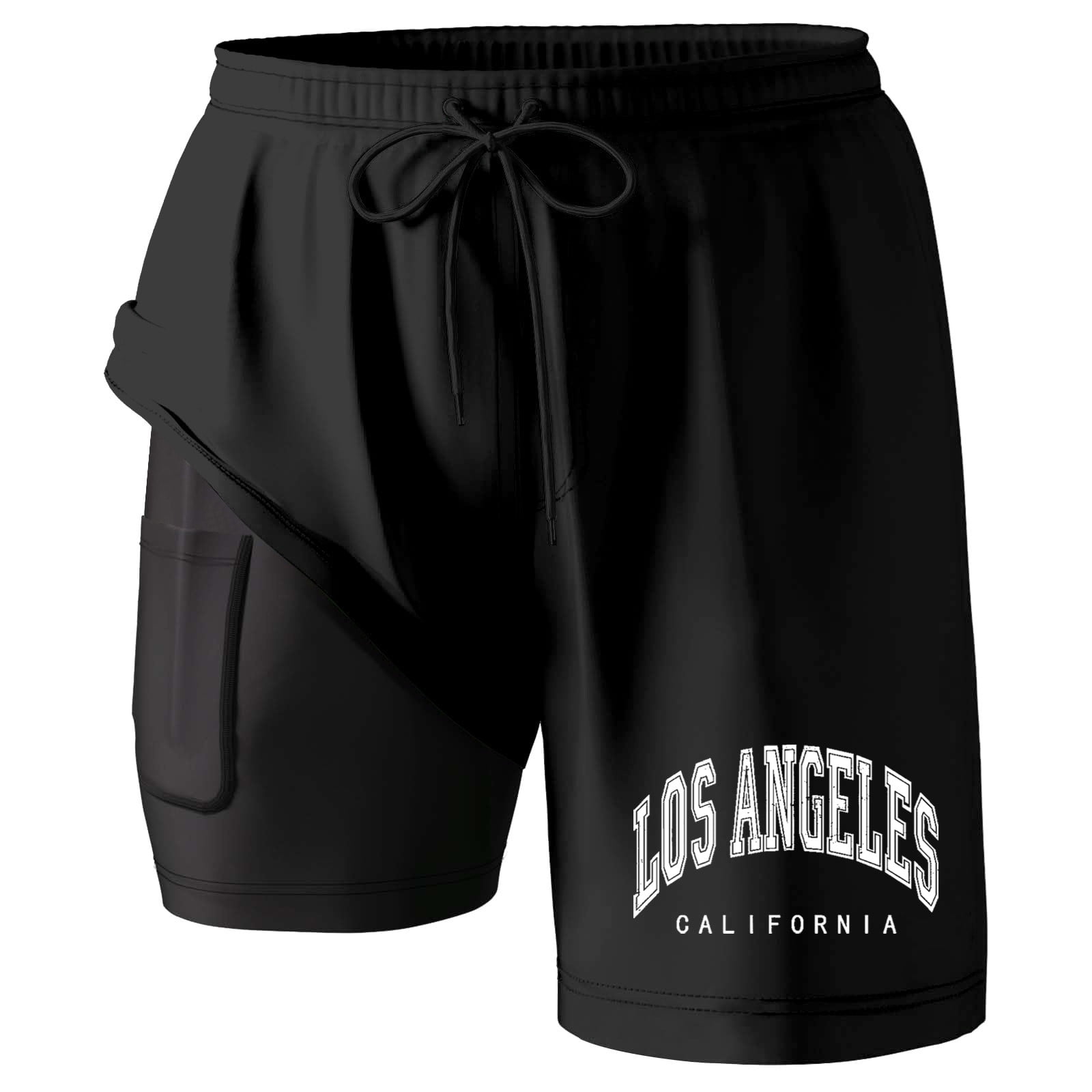 DGQPLPD Men's Beach Shorts for Men Swim Trunks with Compression Liner ...