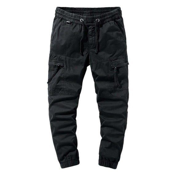 DGQPLPD Men's Casual Pants with Elastic Waist and Drawstring Pockets ...