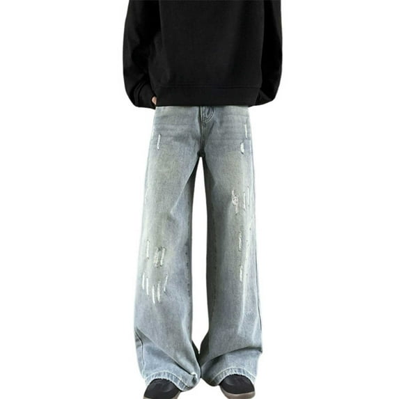 DGQPLPD Men's Jeans for Everyday Wear Denim Pants with Relaxed Fit and ...