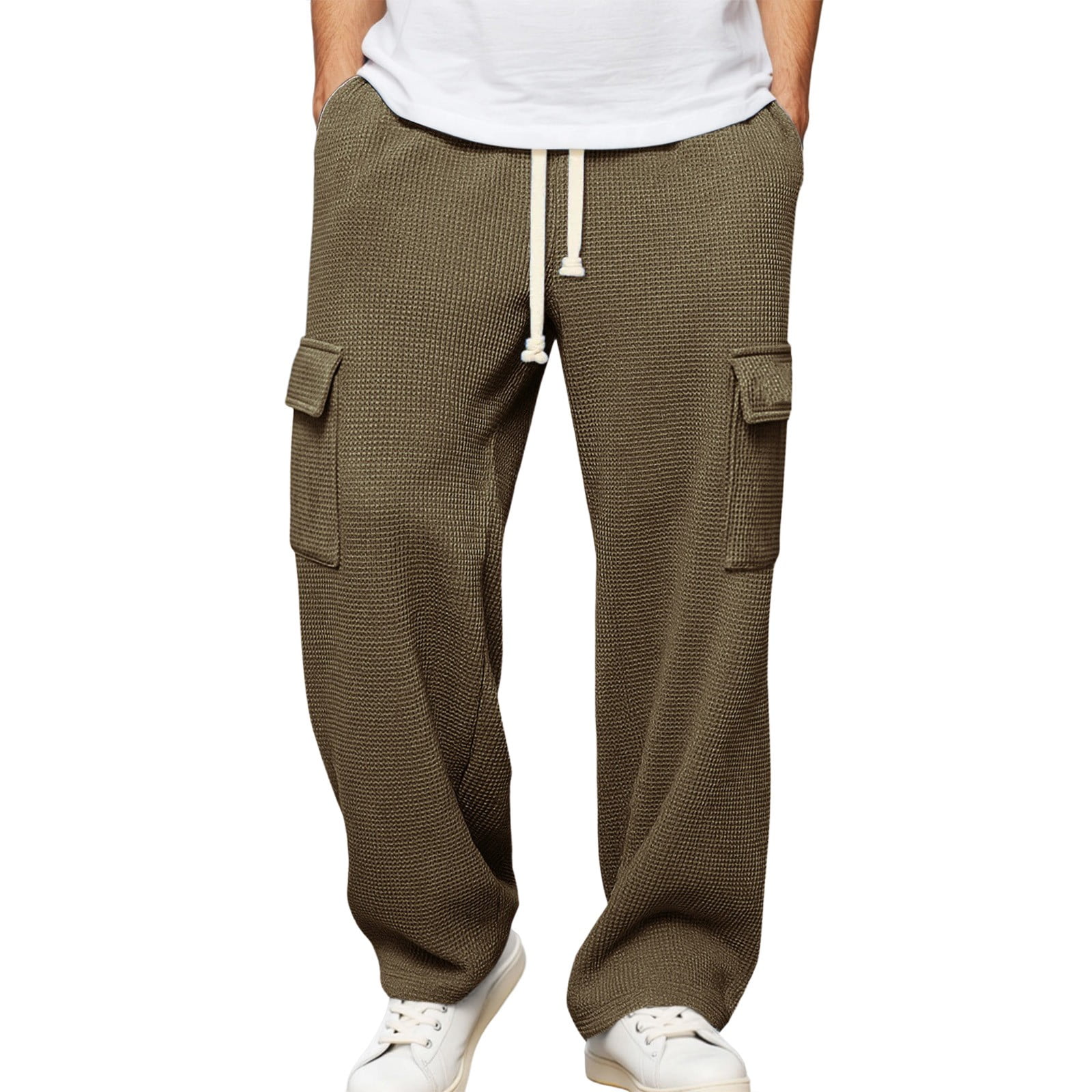 DGQPLPD Men's Knit Casual Pants for Autumn Winter with Elastic Waist ...