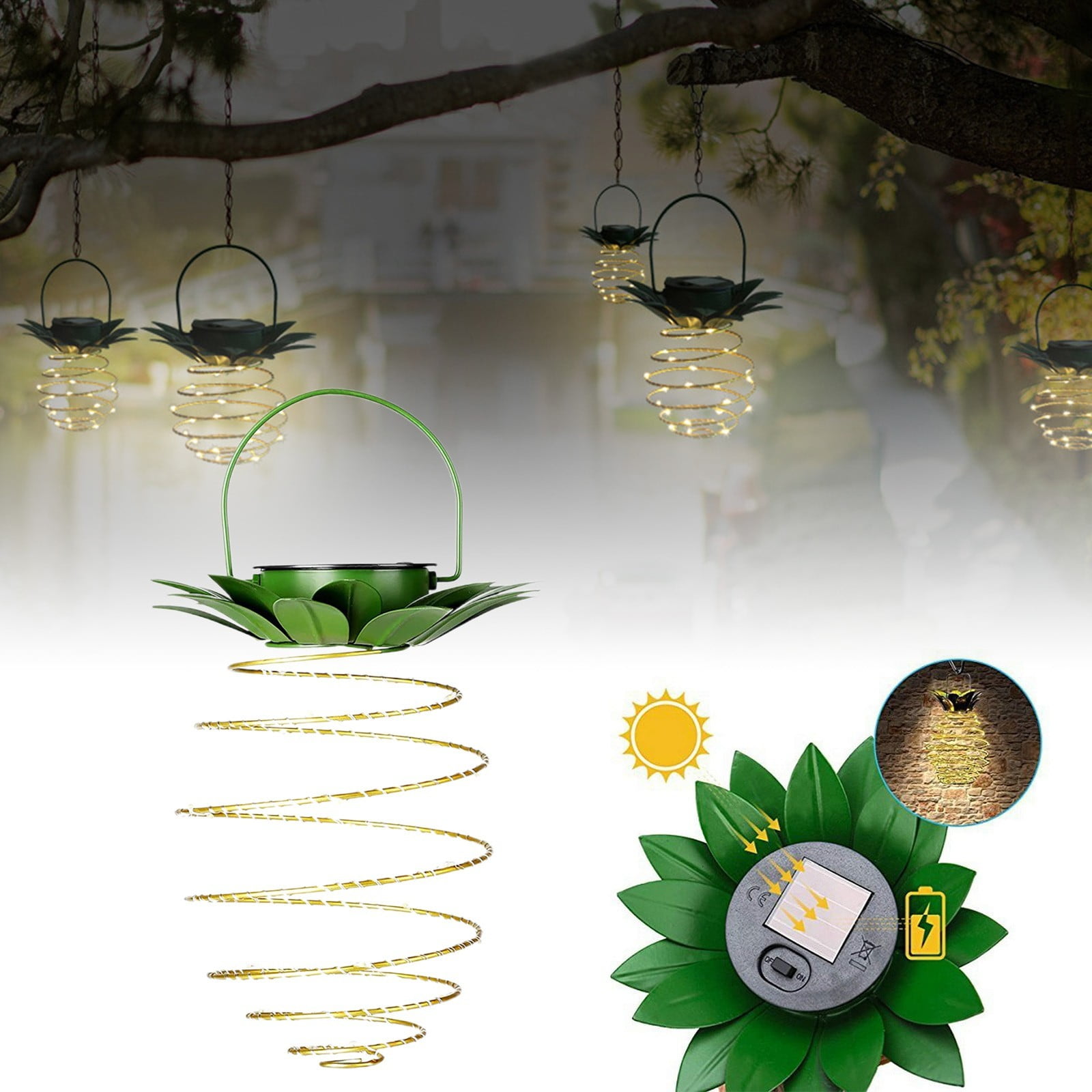 DGQPLPD Outdoor Solar Hanging Lantern Lights - 30LED Waterproof Solar ...