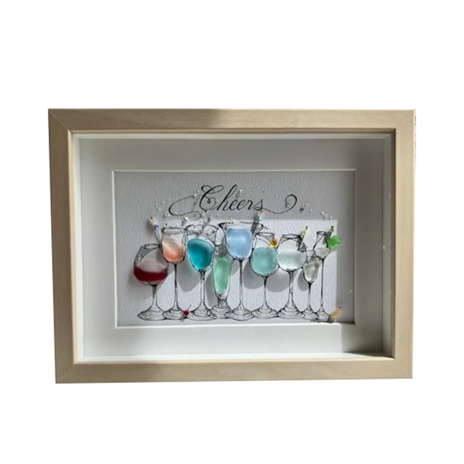 DGQPLPD Sea Glass Picture Frame Wooden Photo Frame with Colorful Sea ...