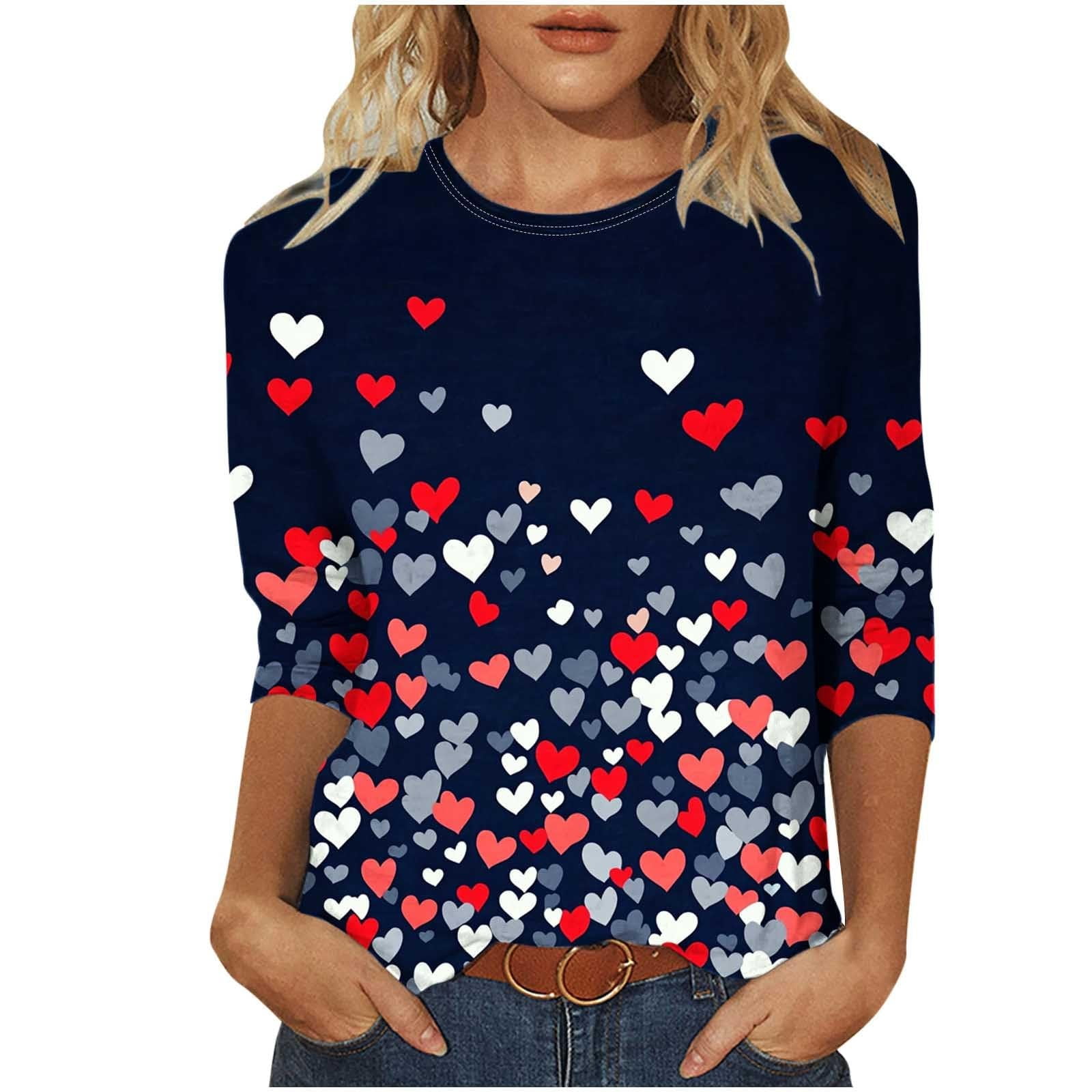 DGQPLPD Spring Tops for Women Casual Relaxed T Shirt with Round Neck ...