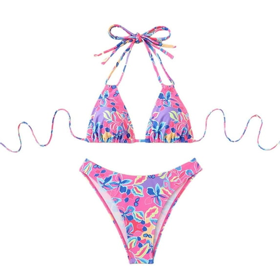 DGQPLPD Strapless Ruffled Backless Two Piece Bikini Set Women's Cute ...