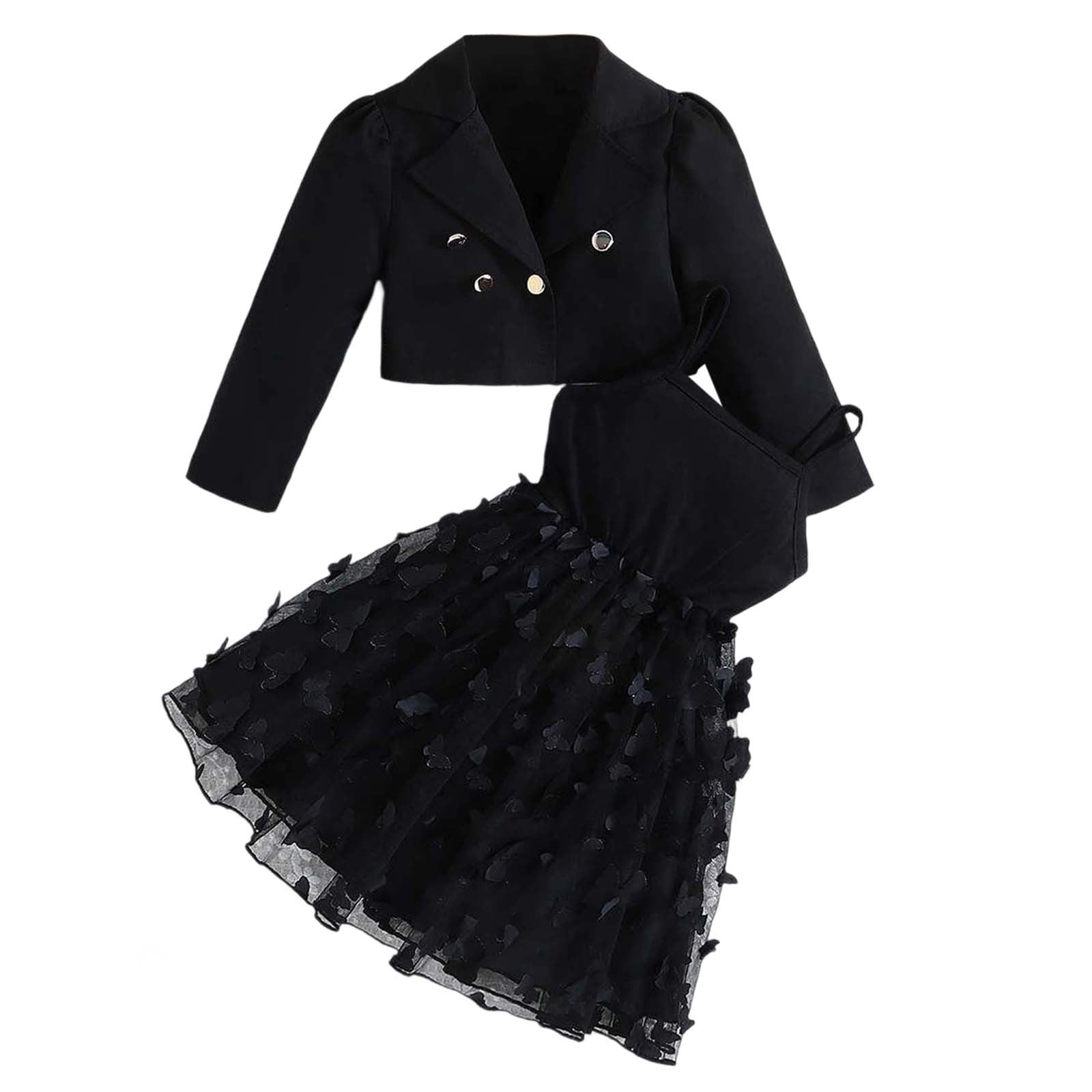 DGQPLPD Two Piece Coat and Dress Ensemble for Little Girls Elegant ...