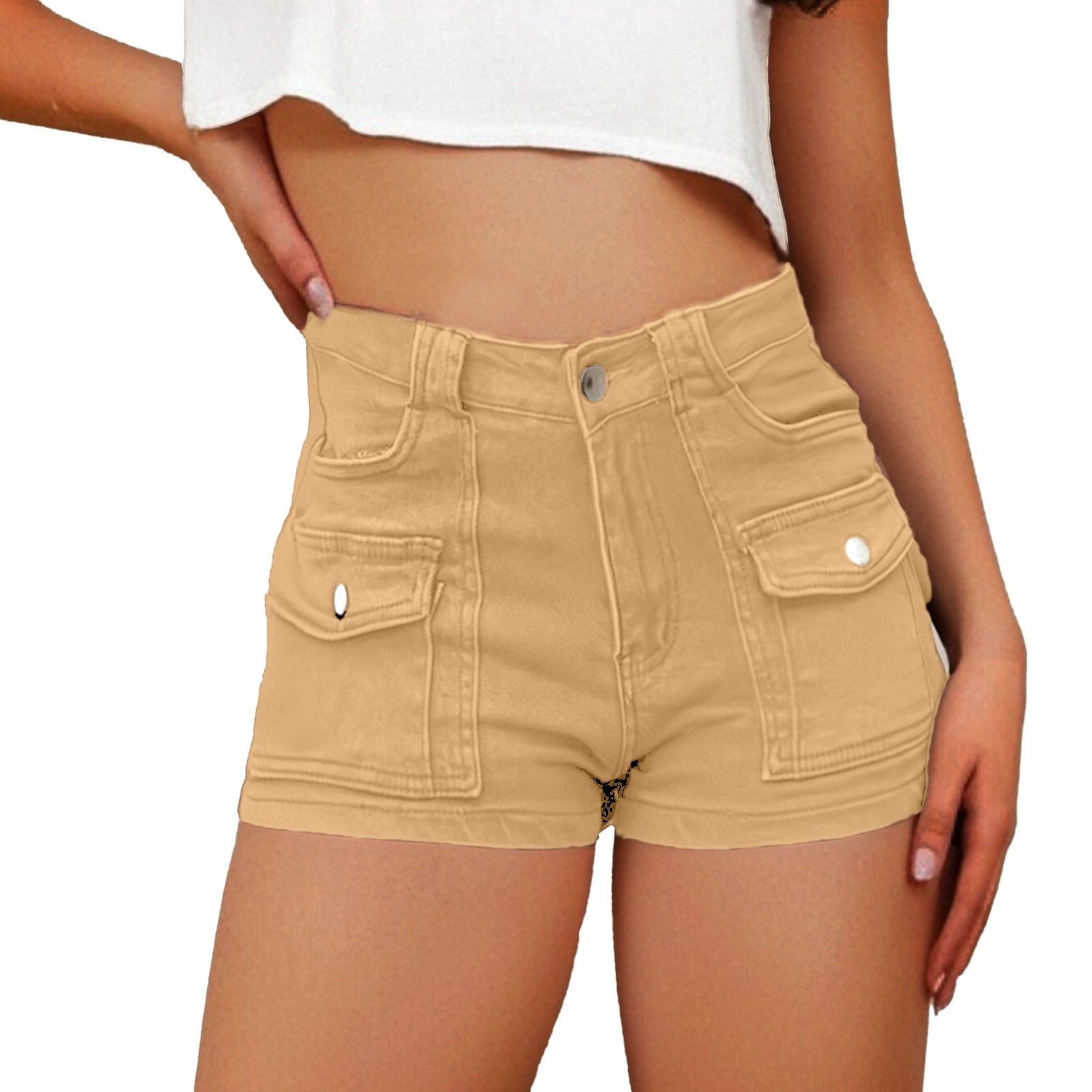 DGQPLPD Women's Denim Shorts with High Waist and Stretch for Everyday ...
