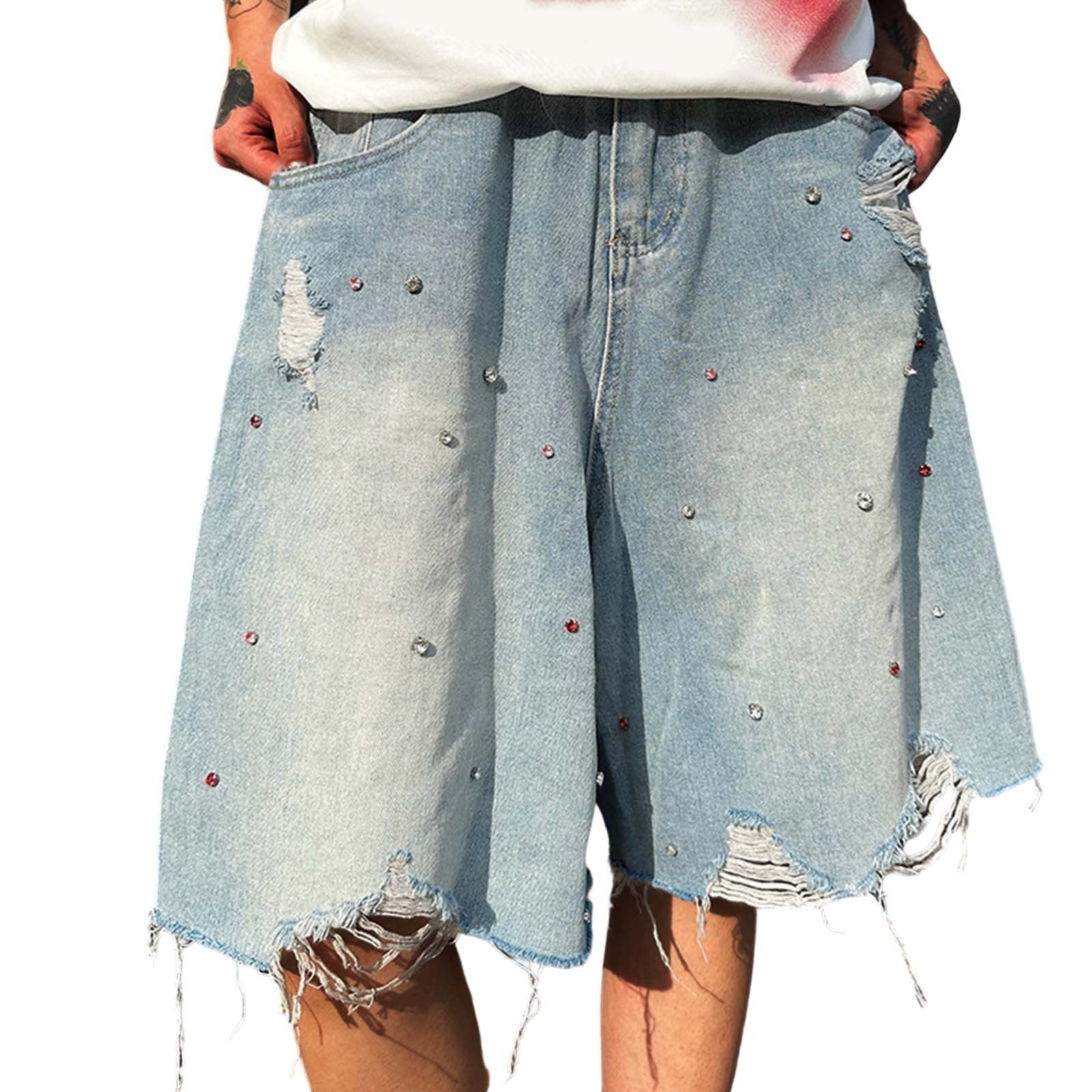 DGQPLPD Women's Jeans Wide Leg Shorts Casual Home Wear for Spring ...