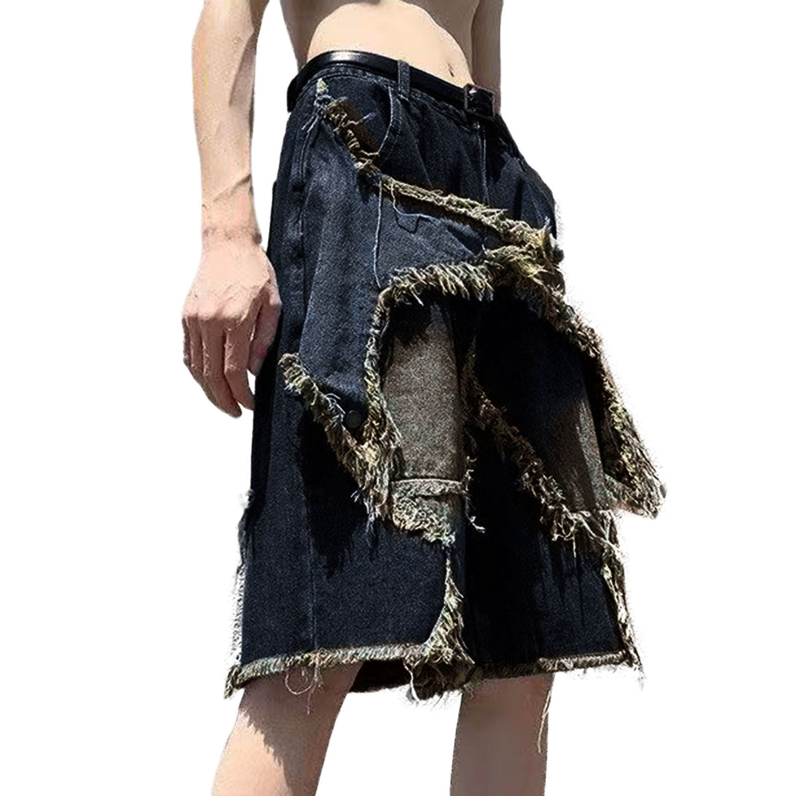 DGQPLPD Women's Jeans - Women's Star Patch Hem Denim Shorts for ...