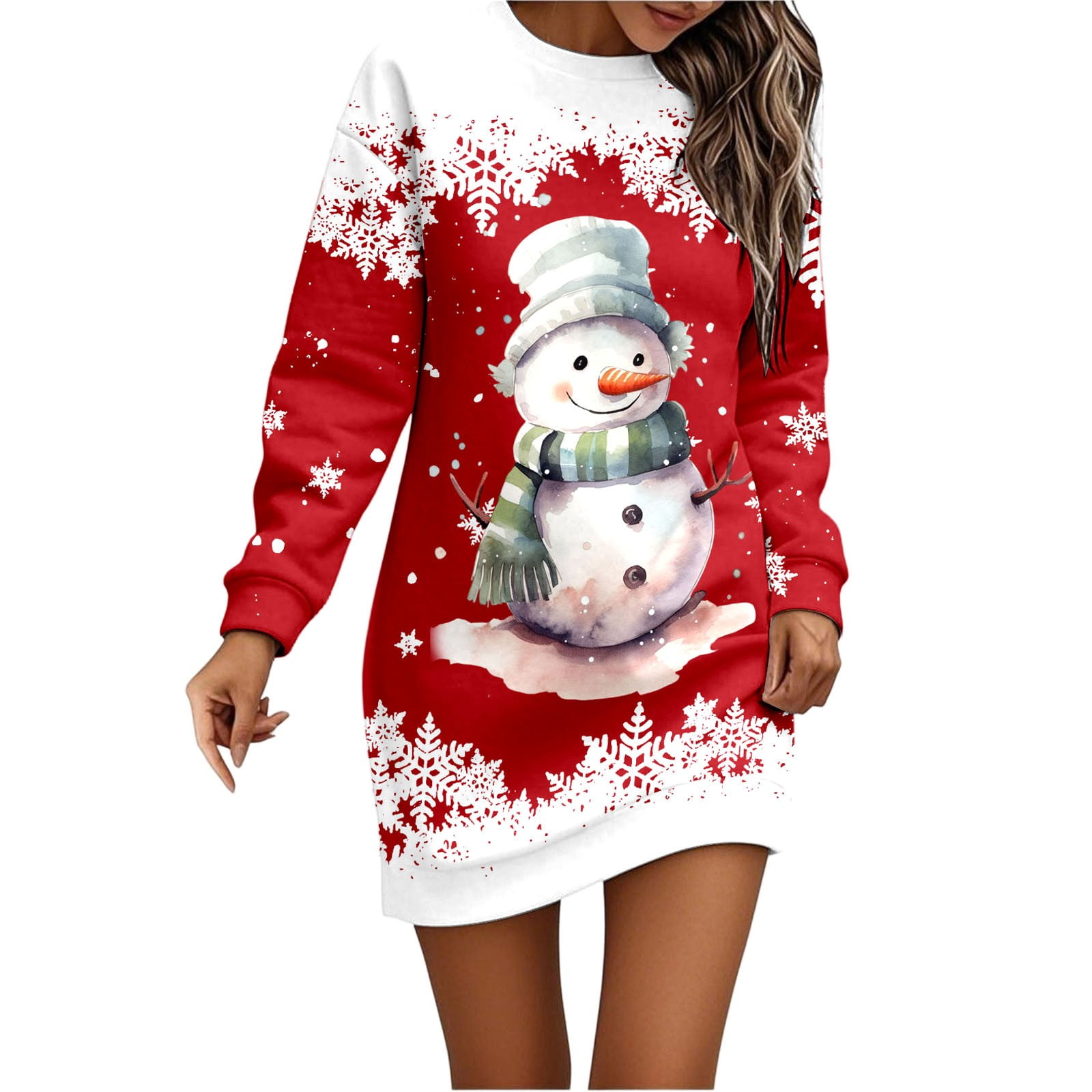 DGQPLPD Women's Tunic Sweatshirt Dress Christmas Print Long Sleeve Cozy ...