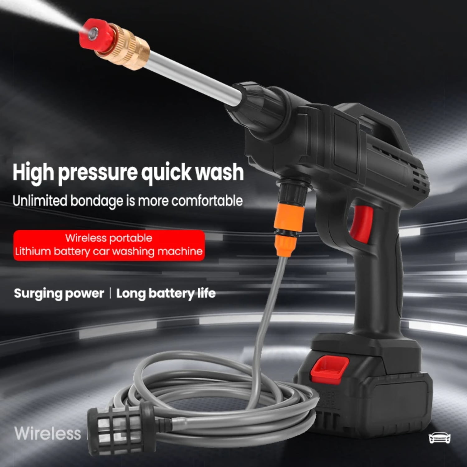 DGSDDK 1500W Cordless High Pressure Car Wash Washer Gun 40Bar Foam ...