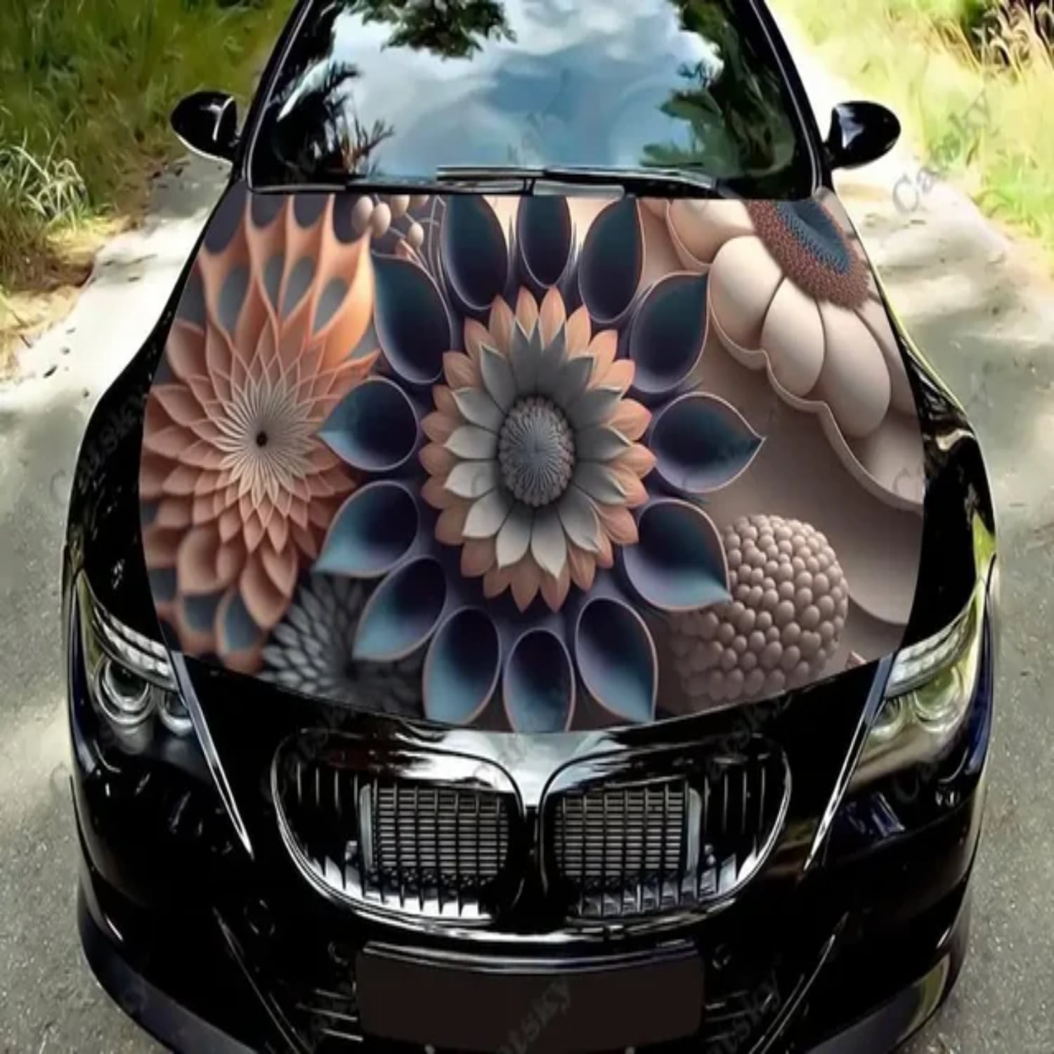 DGSDDK Exotic Flowers Car Hood Vinyl Stickers Wrap - Engine Cover ...