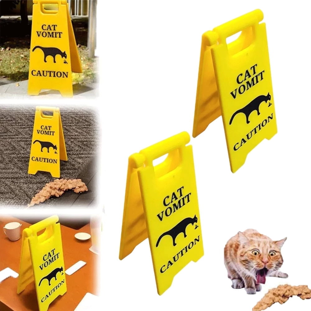 DGSLMY Cat Vomit Sign, Cat Vomit Caution Sign, Cat Vomit Sign Caution ...