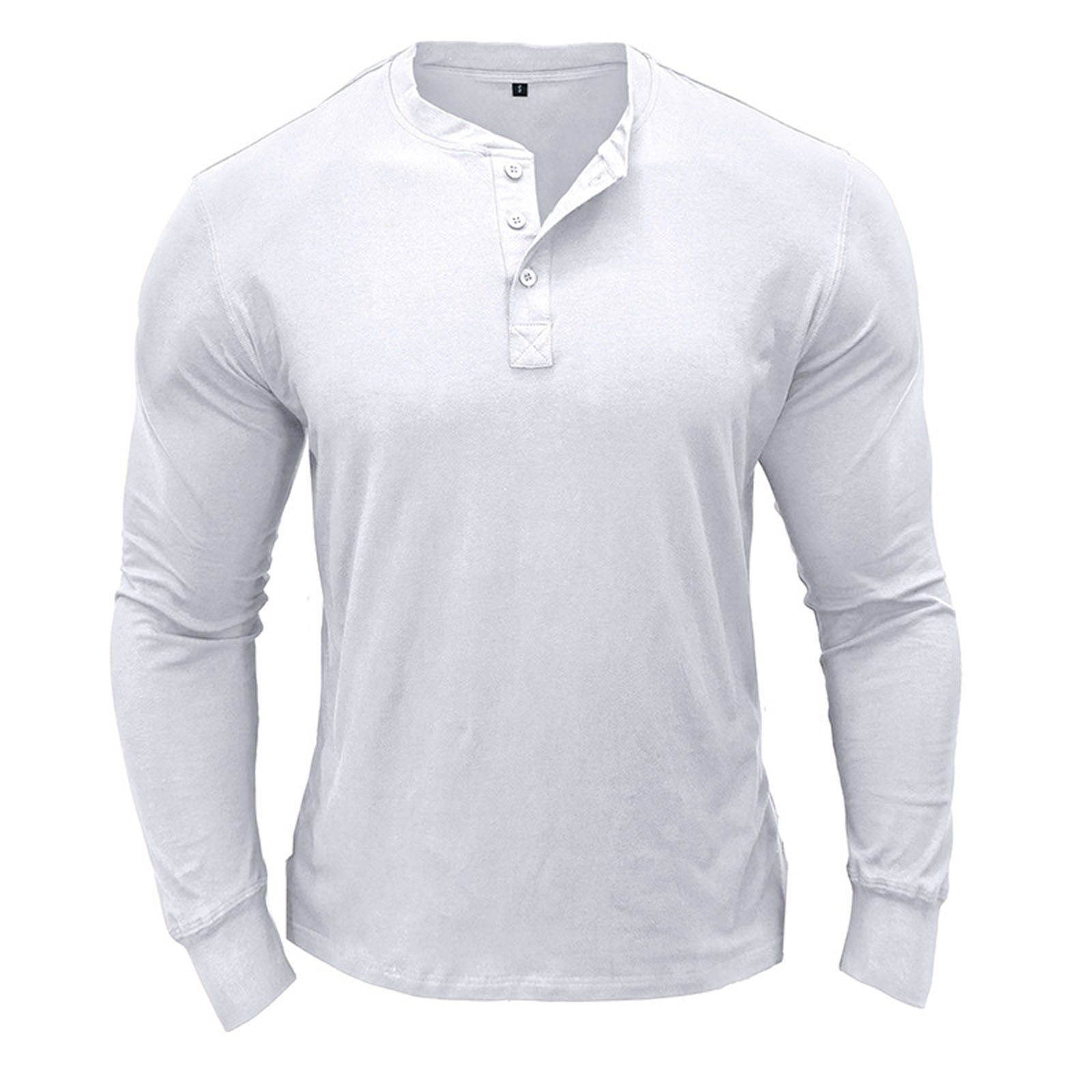 Qingpeng Clearance Men's Long Sleeve Shirts Quarter Button Cotton ...