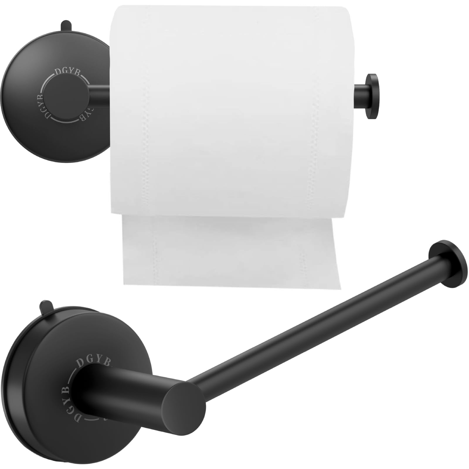 DGYB Matte Black Toilet Paper Holder Wall Mount 5.8 Inch Suction Cup ...