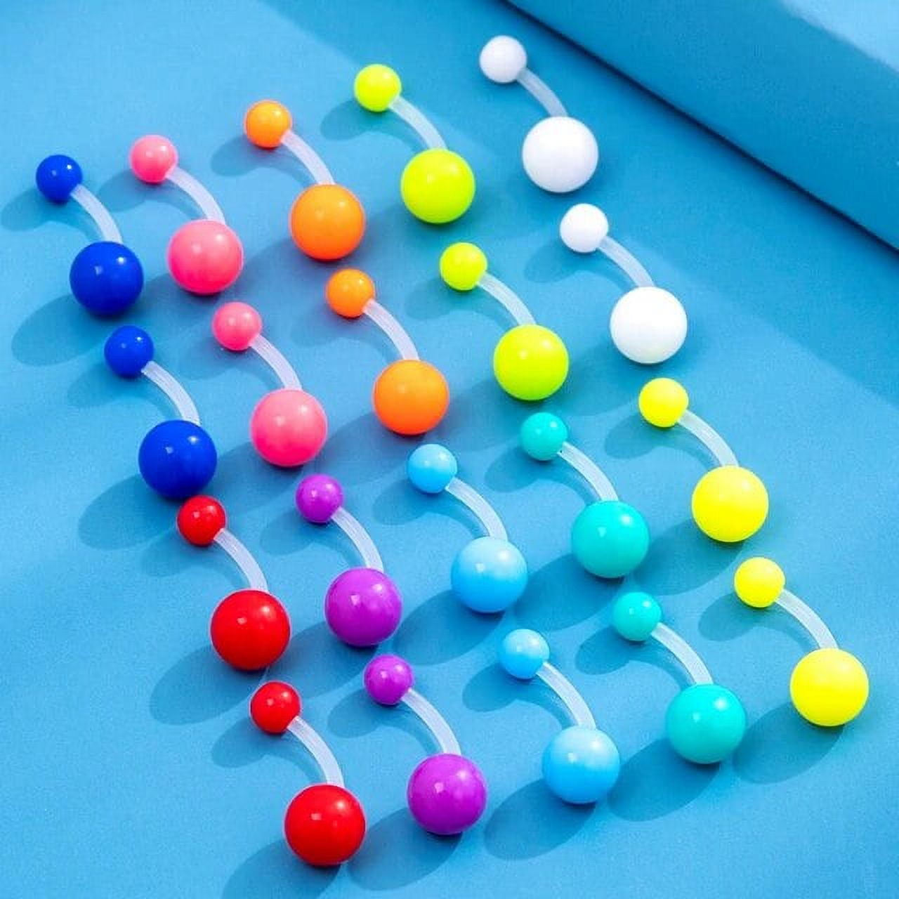DH 20PCS Belly Button Rings Belly Rings Banana Barbells Colorful Navel ...