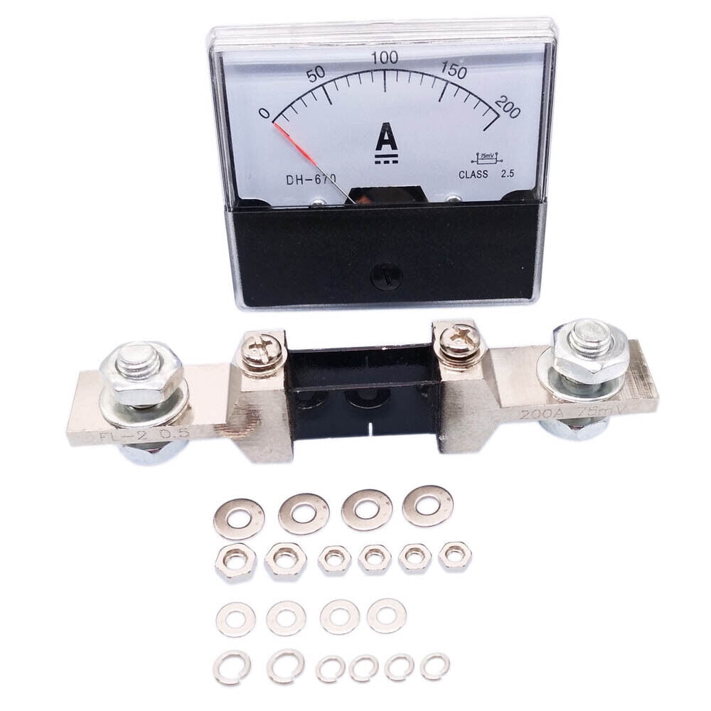 Analog Panel AMP Current Ammeter Meter Gauge DH-670 0-200A DC & Shunt ...