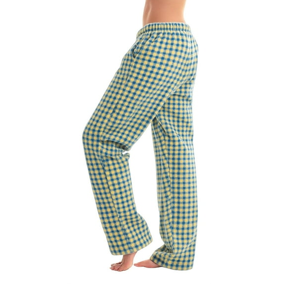 DHALL Women Flannel Plaid Pajamas Coral Fleece Loungewear Pants Soft ...