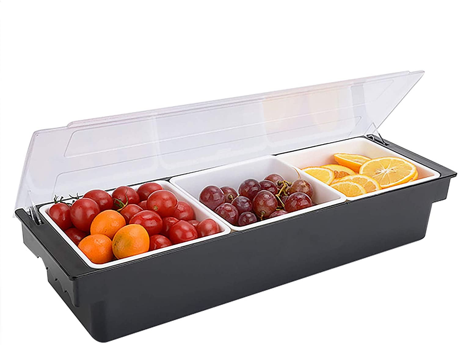 DHBREK Condiment Caddy with Lid Dispenser Tray Bar Fruit Caddy 3 Tray ...