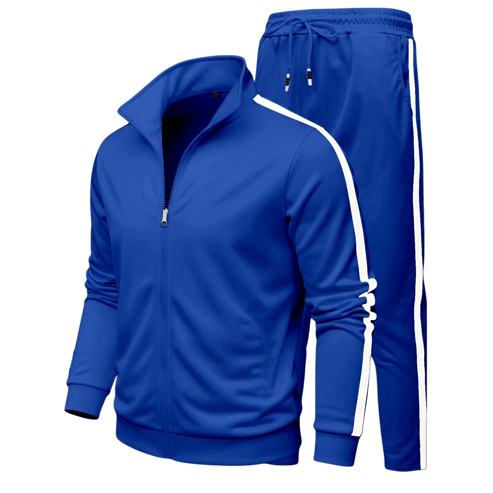 DHFJKG 2 Piece Sweatsuit For Men Casual Sweat Suits Zip Up Stand Collar ...