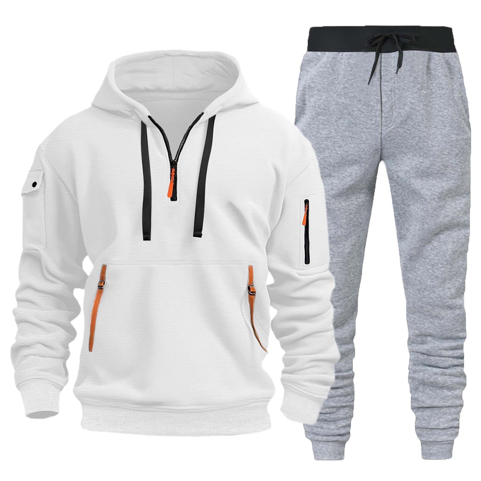 DHFJKG 2 Piece Sweatsuit For Men Athletic Sweat Suits Quarter Zip ...