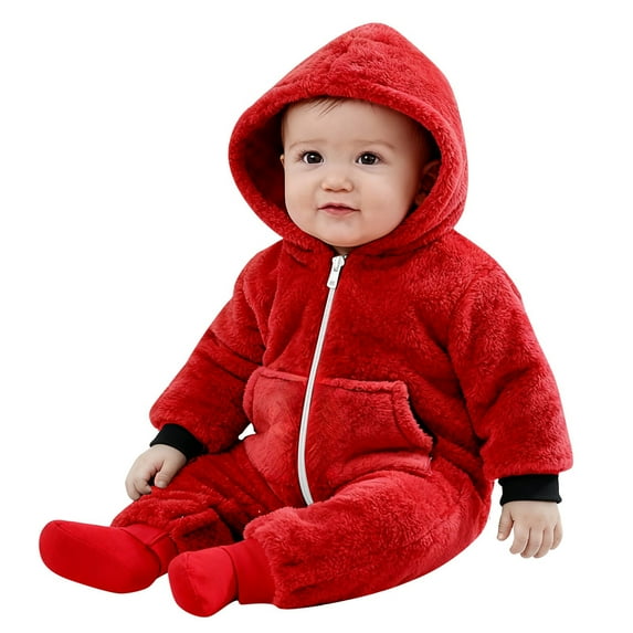 DHFJKG Baby Furry Jumpsuit Unisex Zipper Long Sleeve Onesie Romper ...