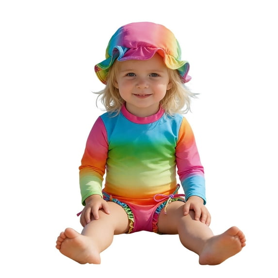 DHFJKG Baby Girls Swimsuit Infant Toddler Rash Guard Long Sleeve One ...
