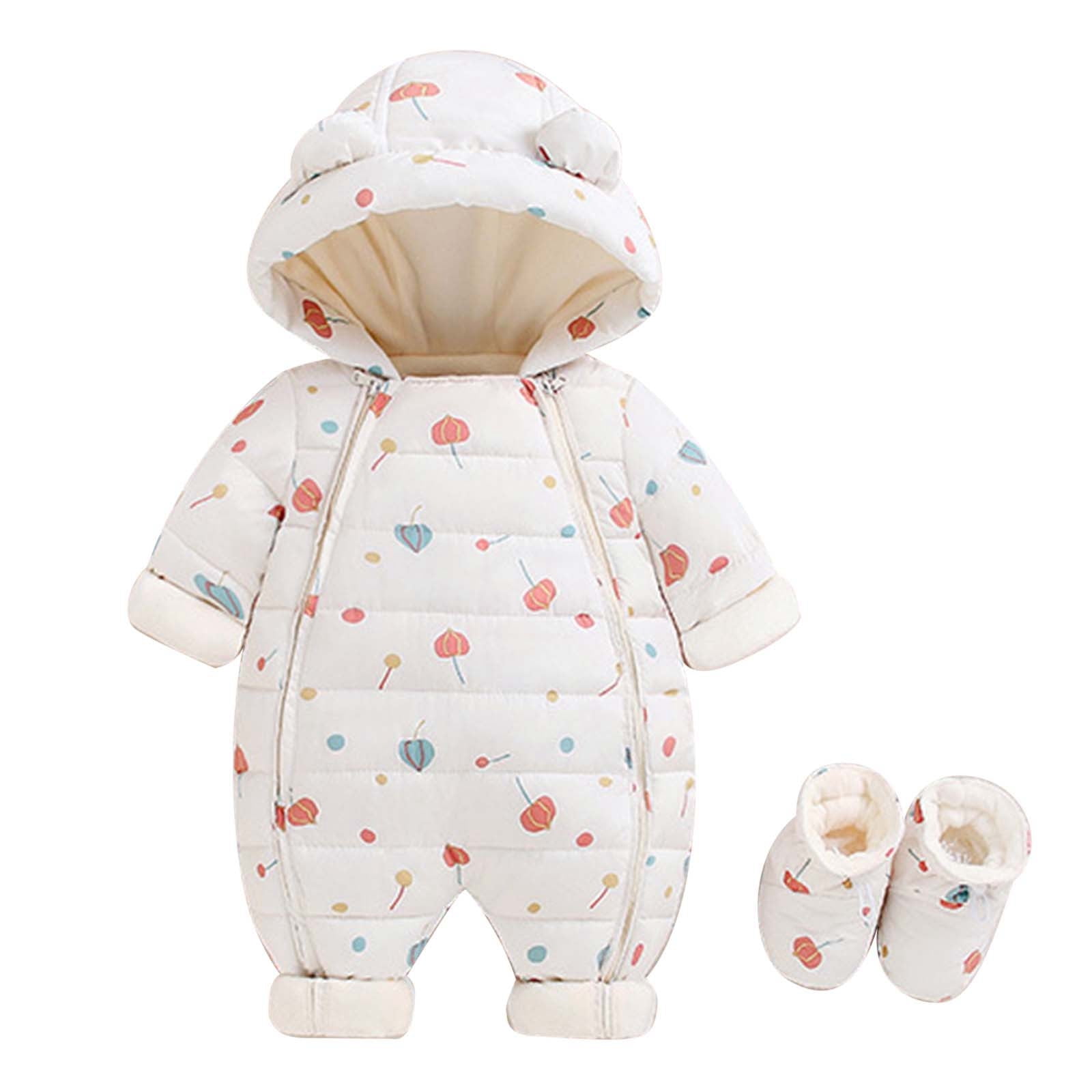 DHFJKG Baby Kids Winter Padded Snowsuit Romper With Ears Hood Puffer ...