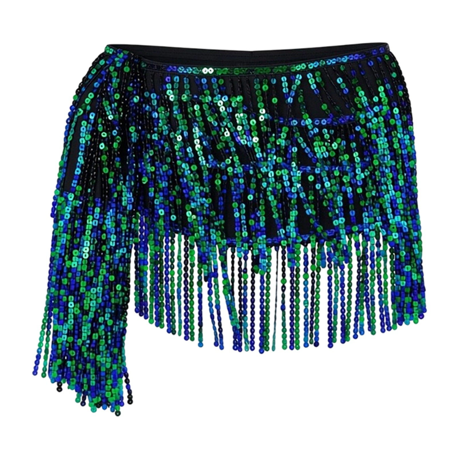 DHFJKG Belly Dance Skirts For Women Sequins Bohemian Hip Scarf Jazz ...