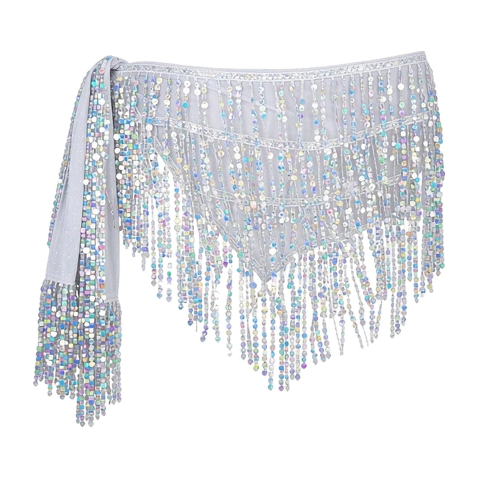 DHFJKG Belly Dance Skirts For Women Sequins Bohemian Hip Scarf Jazz ...