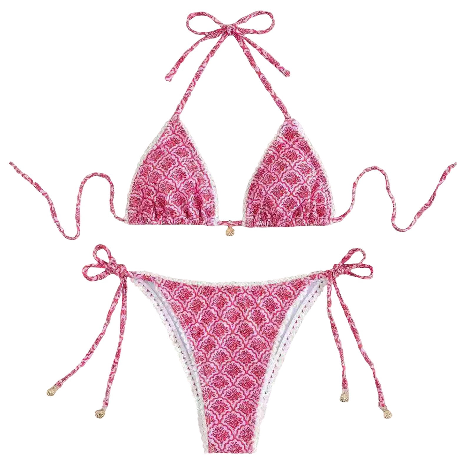 DHFJKG Bikini Sets For Women 2 Piece Boho Bathing Suit Halter Triangle ...