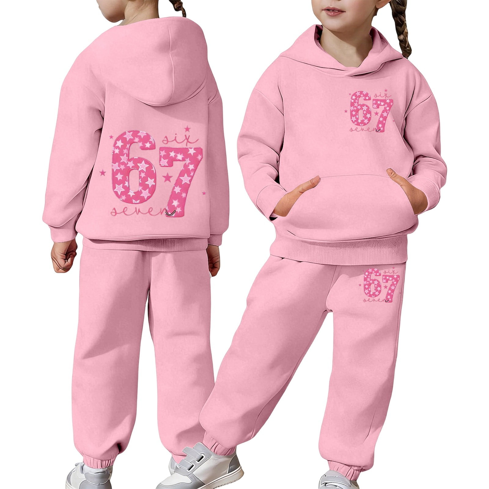 DHFJKG Boys Girls 2 Piece Outfit Sweatshirts Sweatpants 67 Shirt Long ...