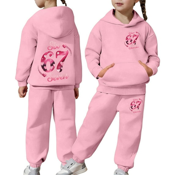 DHFJKG Boys Girls 2 Piece Outfits Hoodies 67 Shirt Long Sleeve Pocket ...