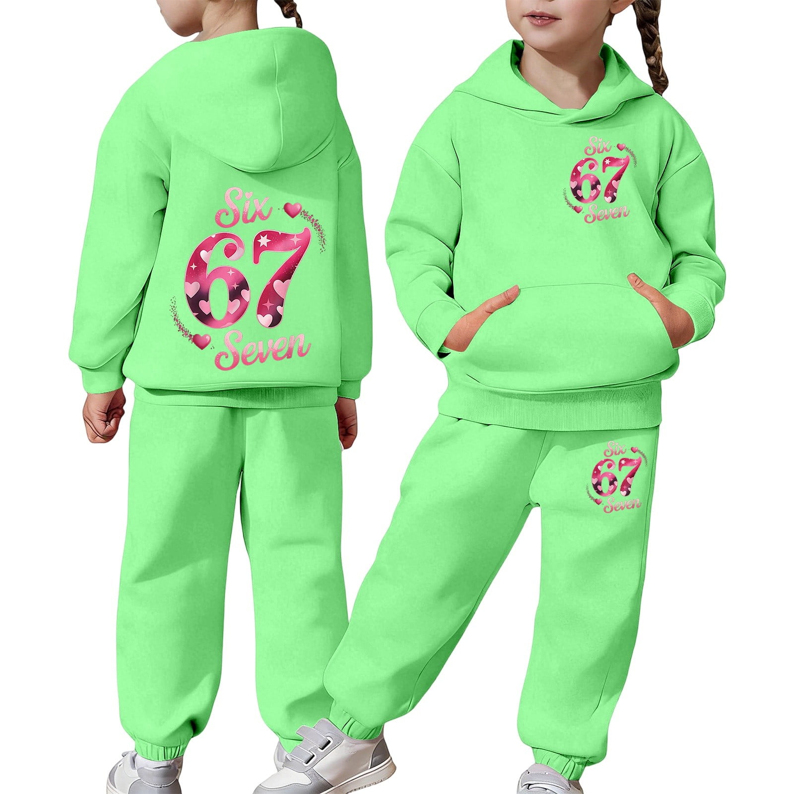 DHFJKG Boys Girls 2 Piece Outfits Hoodies 67 Shirt Long Sleeve Pocket ...