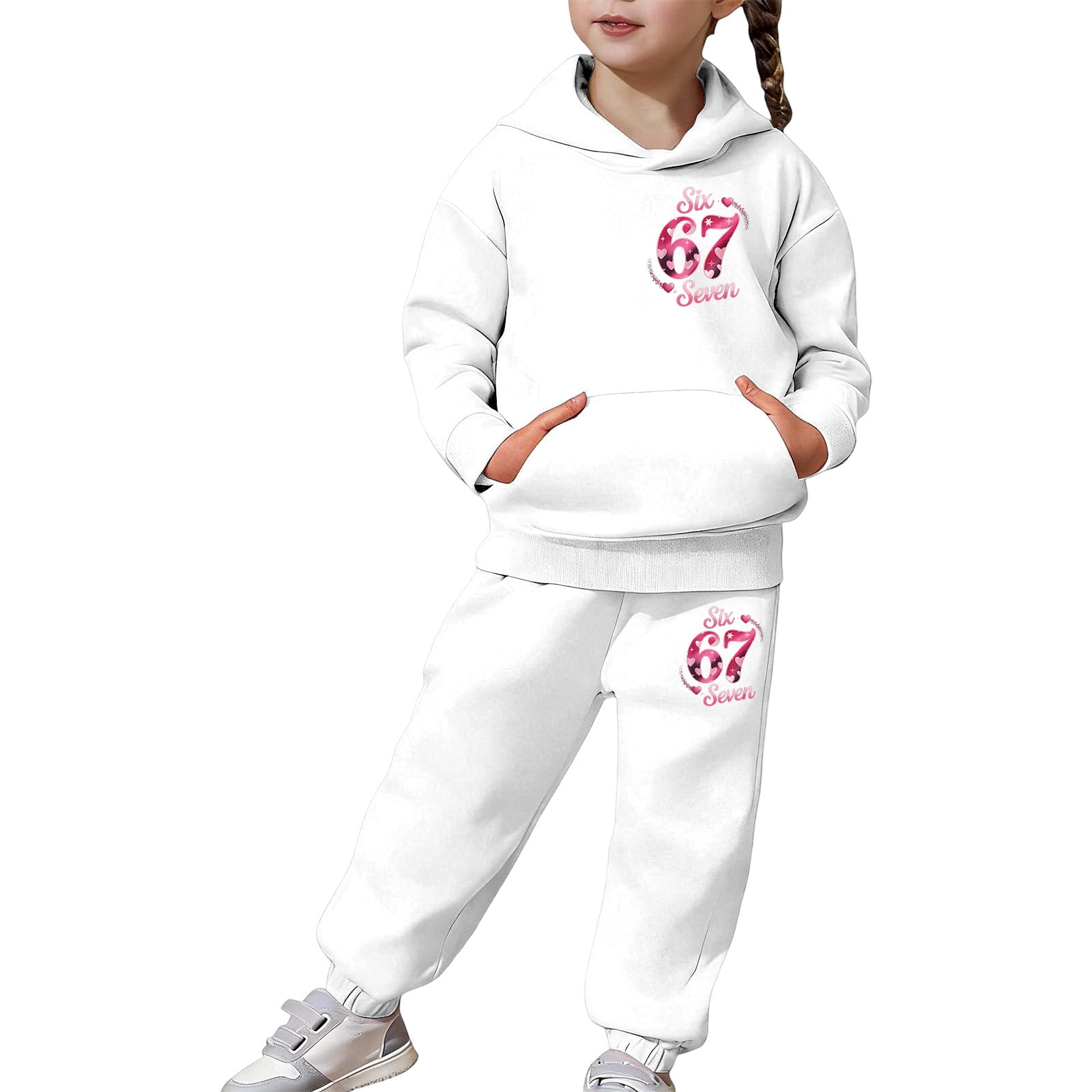 DHFJKG Boys Girls 2 Piece Outfits Hoodies 67 Shirt Long Sleeve Pocket ...