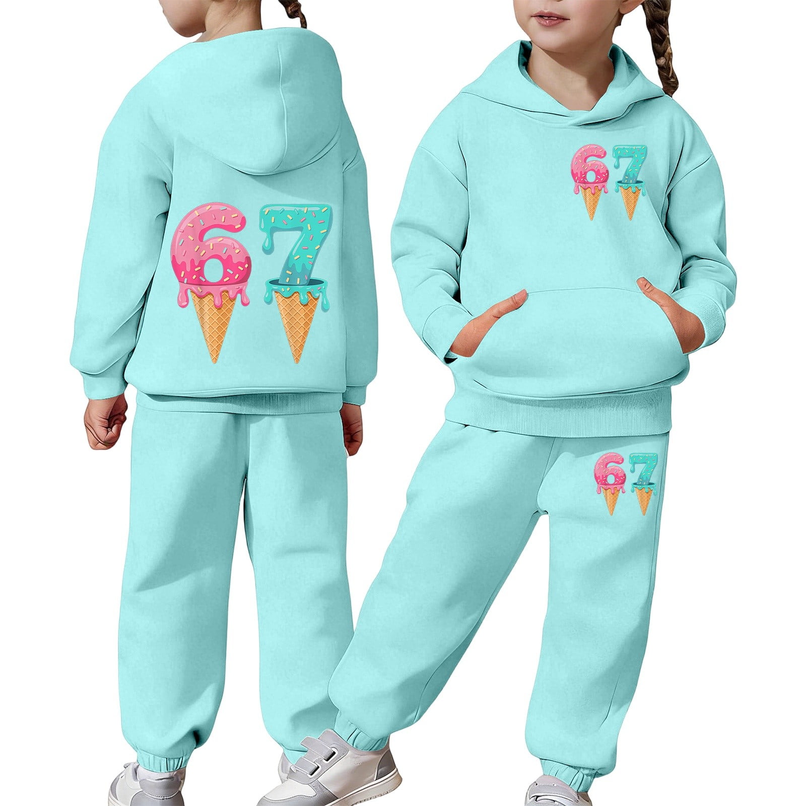 DHFJKG Boys Girls 2PCS Sweatsuit Activewear Sets 67 Shirt Print Long ...