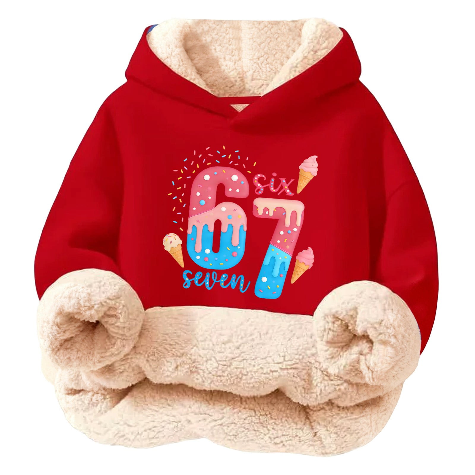 DHFJKG Boys Girls Fuzzy Lining Hoodies Kids Warm 67 Shirt Pullover Long ...