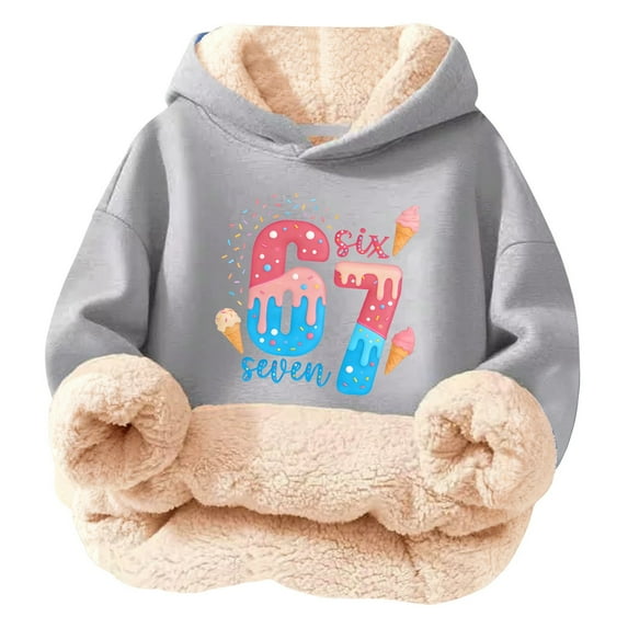 DHFJKG Boys Girls Fuzzy Lining Hoodies Kids Warm 67 Shirt Pullover Long ...