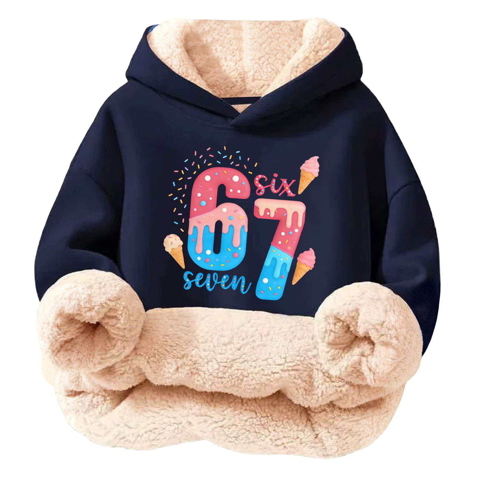 DHFJKG Boys Girls Fuzzy Lining Hoodies Kids Warm 67 Shirt Pullover Long ...