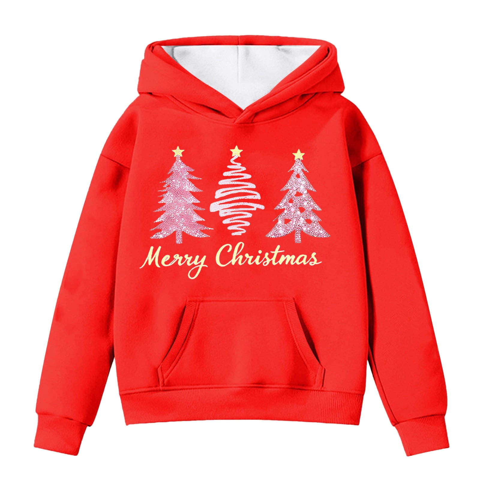 DHFJKG Boys Girls Merry Christmas Hooded Sweatshirt Fuzzy Lining ...